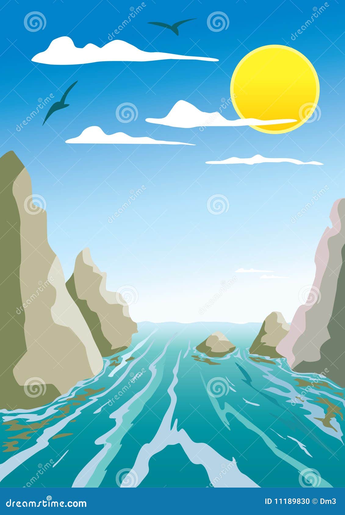 Water and rocks stock vector. Illustration of rock, flowing - 11189830