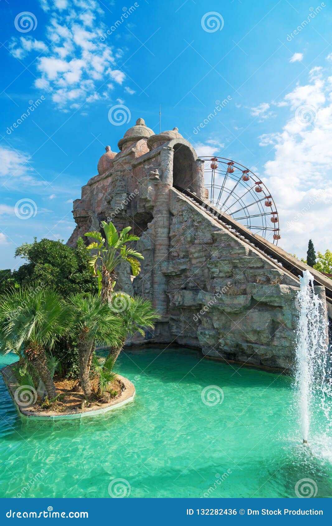 Water roller coaster. stock photo. Image of park, architecture - 132282436