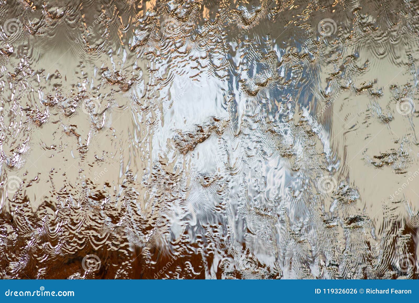 Water Running Down Glass, Ripples, Patterns and Reflections One Stock ...