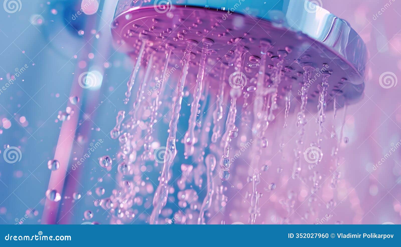Water Running Down a Shower Head, Ideal for Bathroom Designs Stock ...