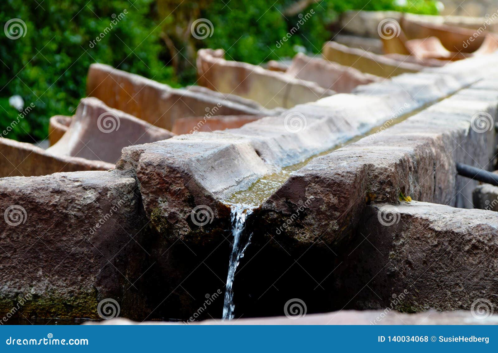 Water Running through an Old Stone Water Pipe Stock Photo - Image of ...