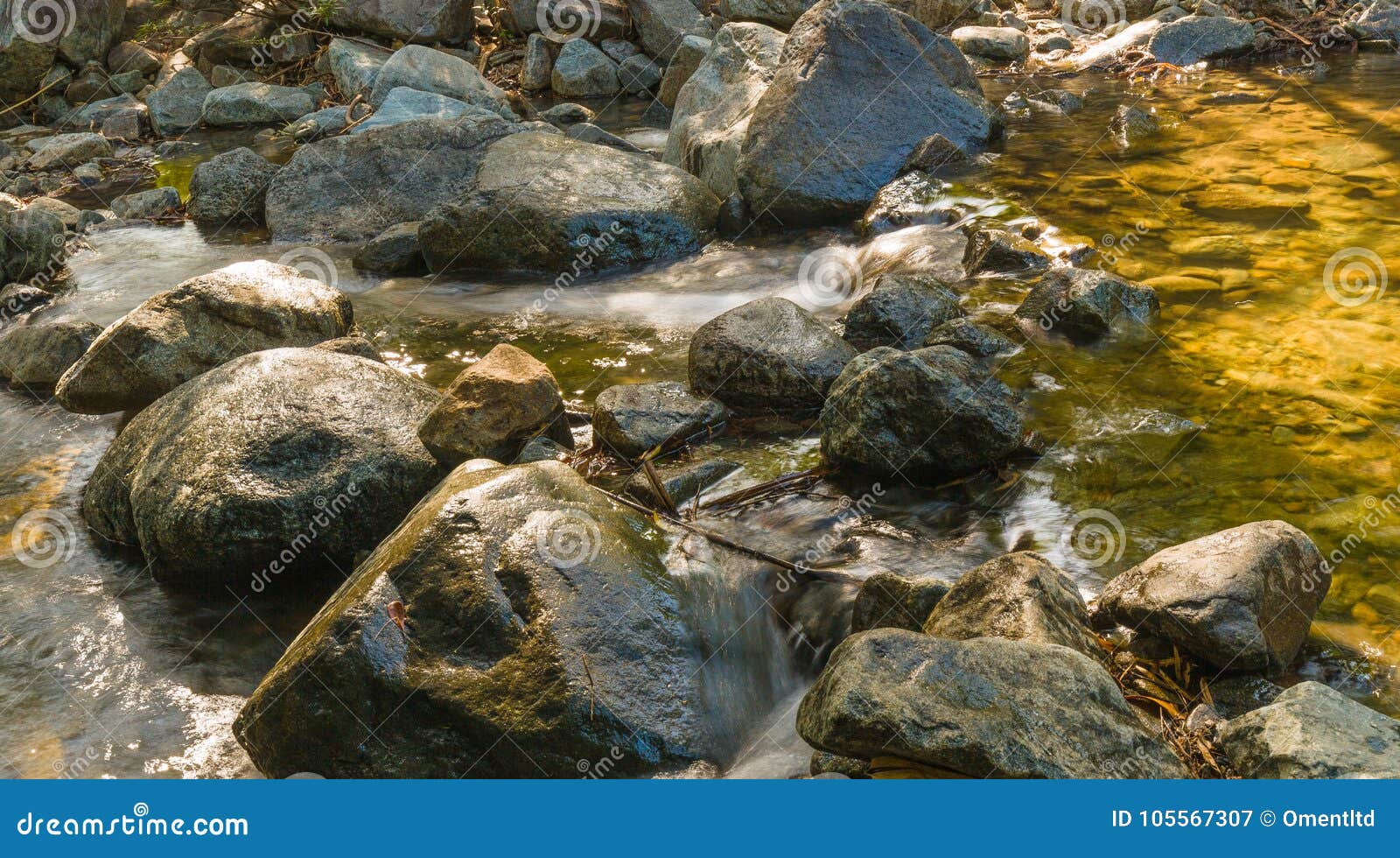 Water Running Over Rocks in the Jungle Stock Image - Image of green ...
