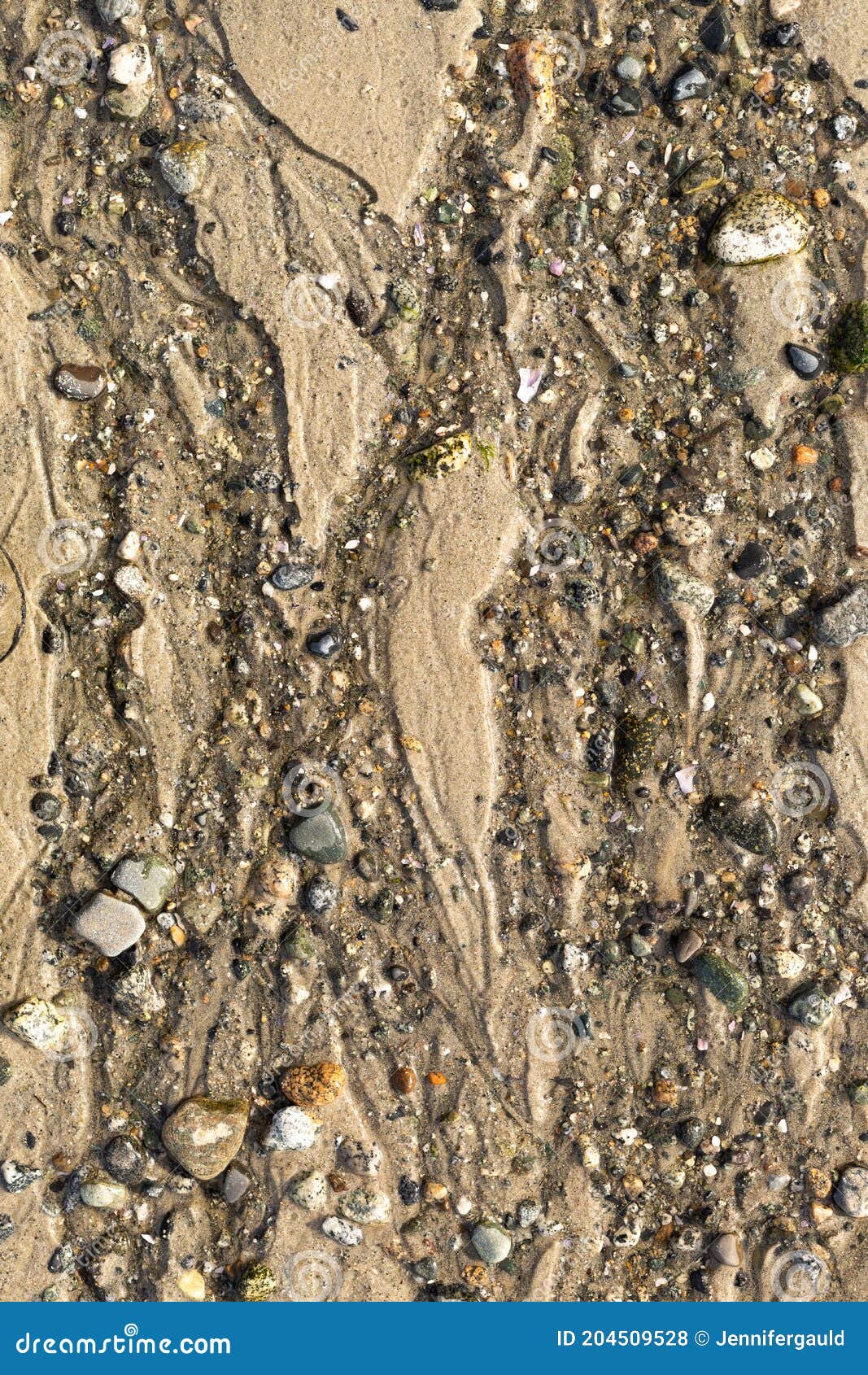 Water Running through Sand Exposing Small Rocks Stock Photo - Image of ...