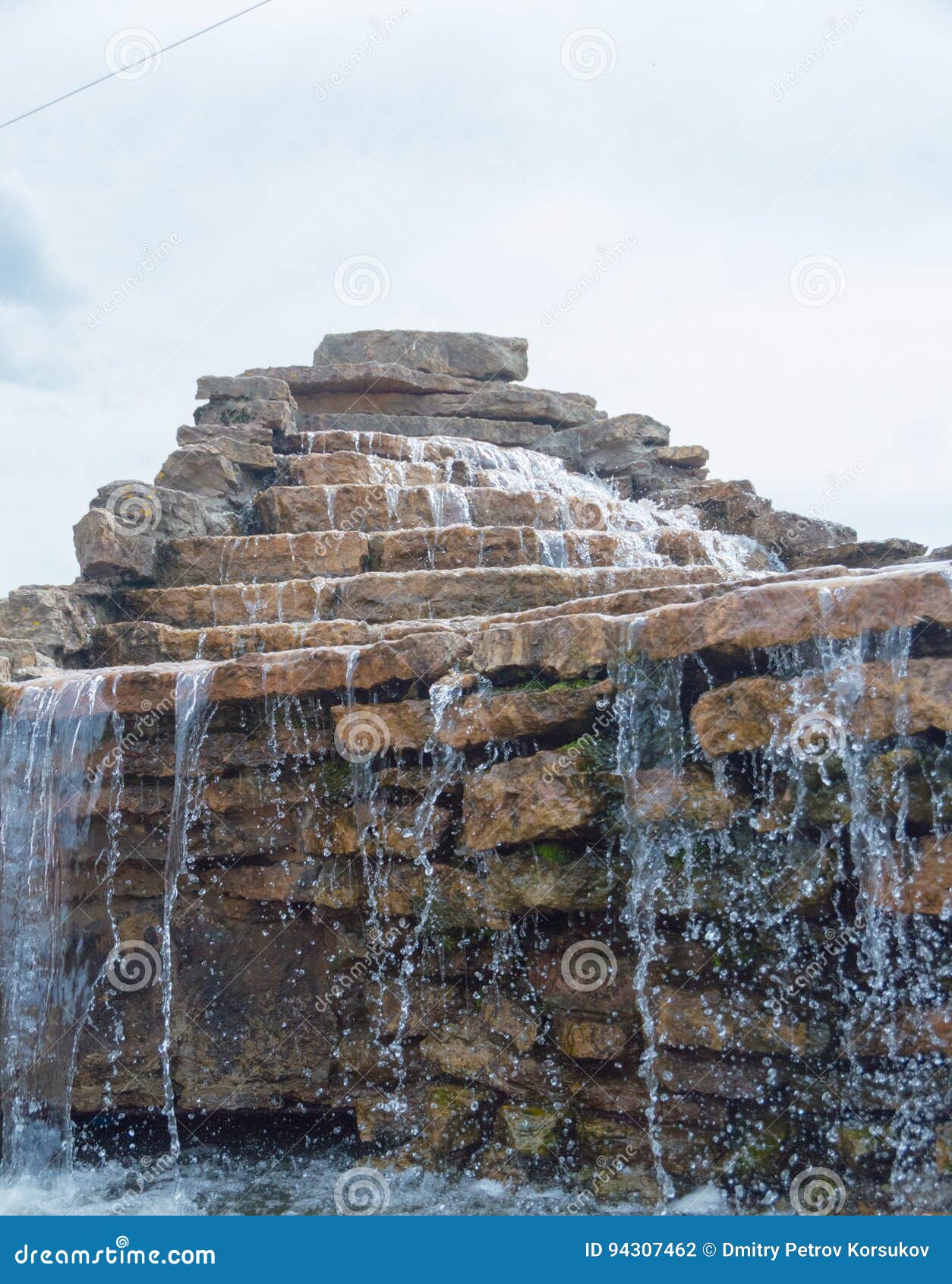 Water Runs through Layered Rocks, Background. Stock Photo - Image of ...