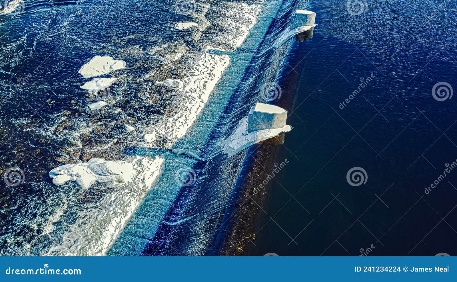 Water is Rushing Over the Edge in Winter Stock Photo - Image of ...