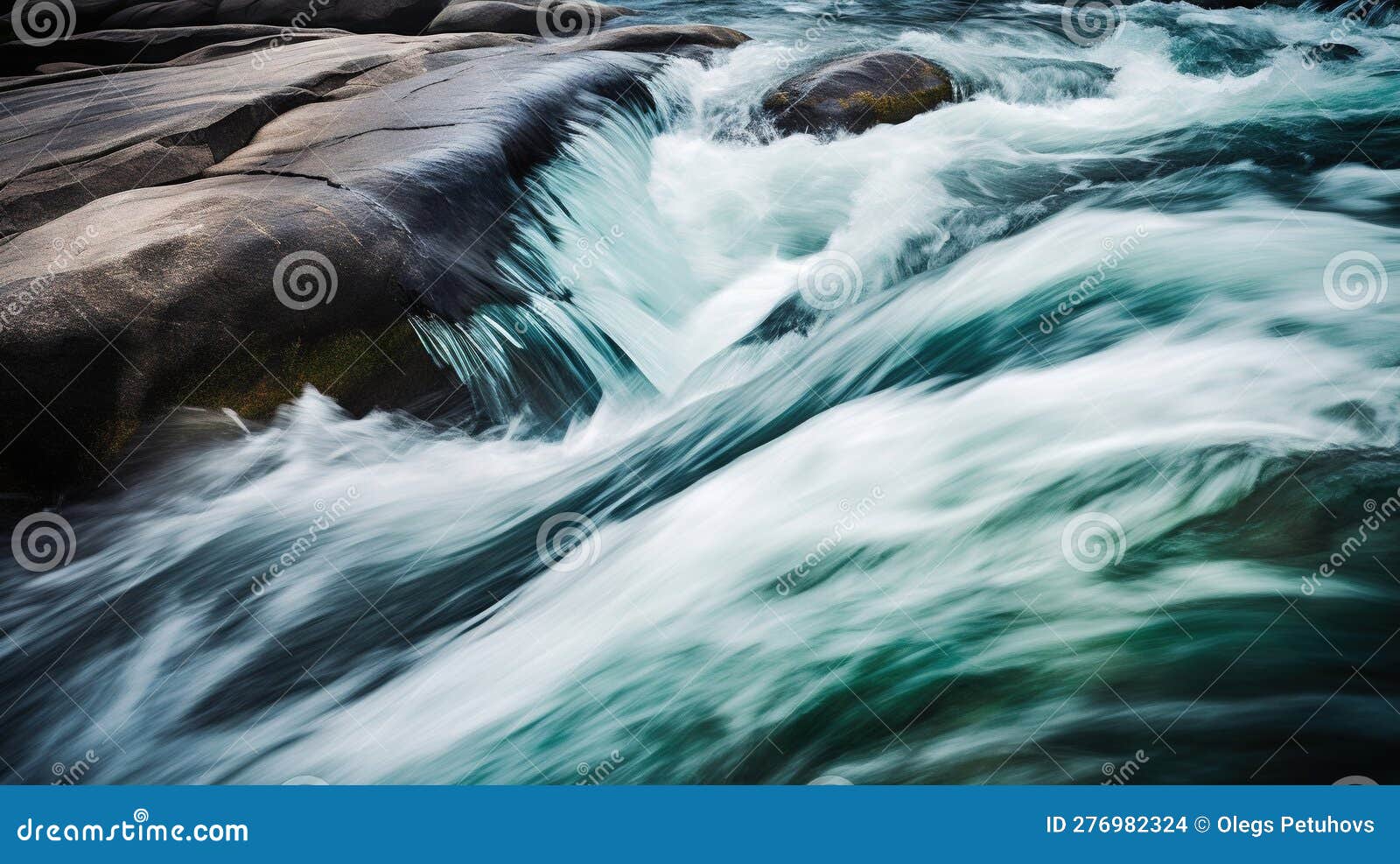 The Water is Rushing Over the Rocks in the River Stock Illustration ...