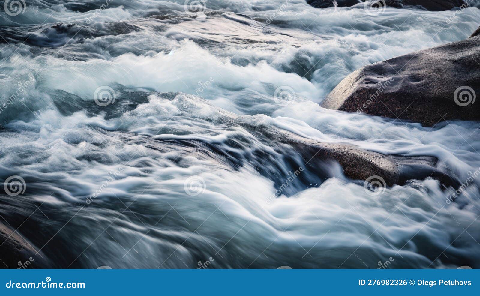 The Water is Rushing Over the Rocks in the River Stock Illustration ...