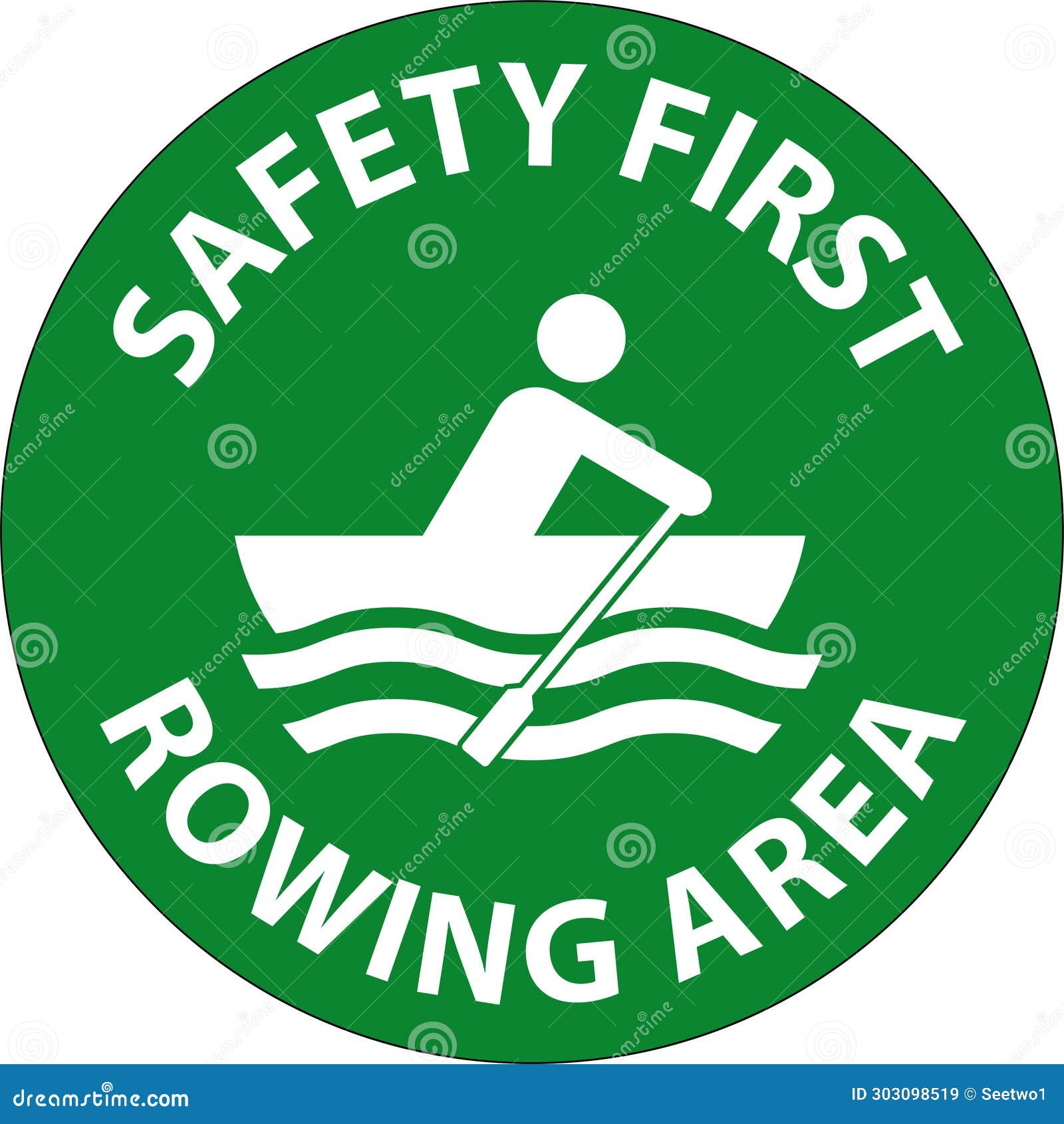 Water Safety First Sign - Rowing Area Stock Vector - Illustration of ...