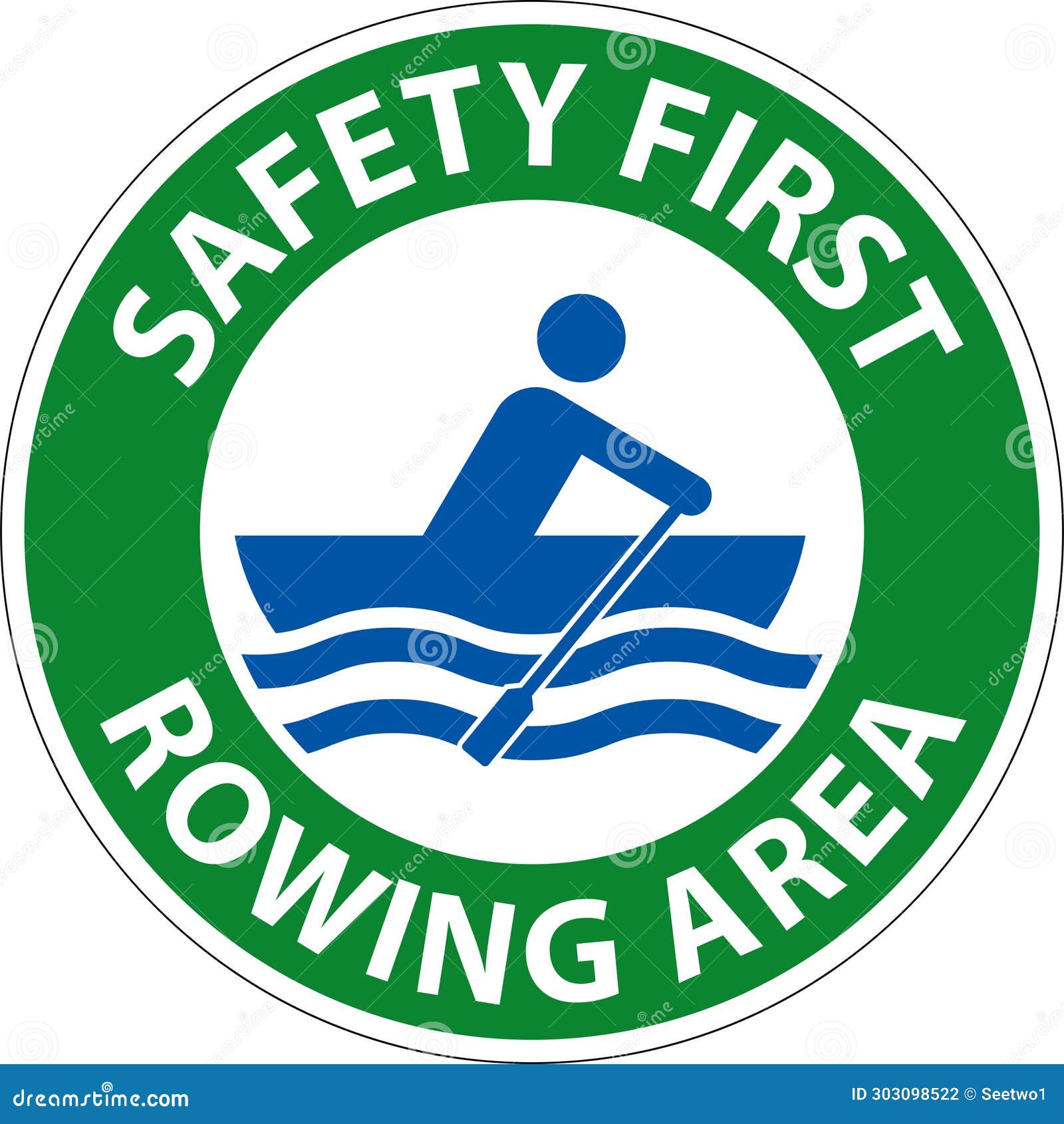 Water Safety First Sign - Rowing Area Stock Vector - Illustration of ...