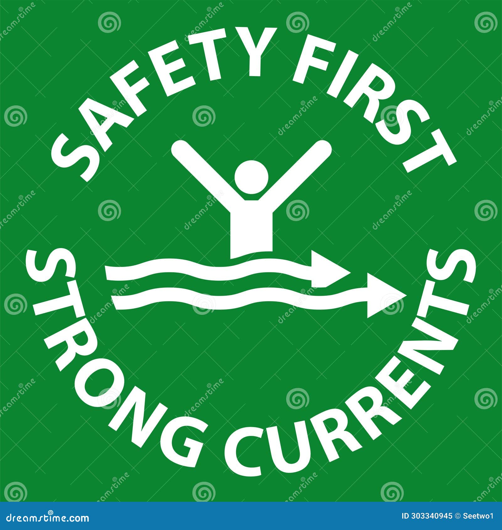 Water Safety First Sign - Strong Currents Vector Illustration ...
