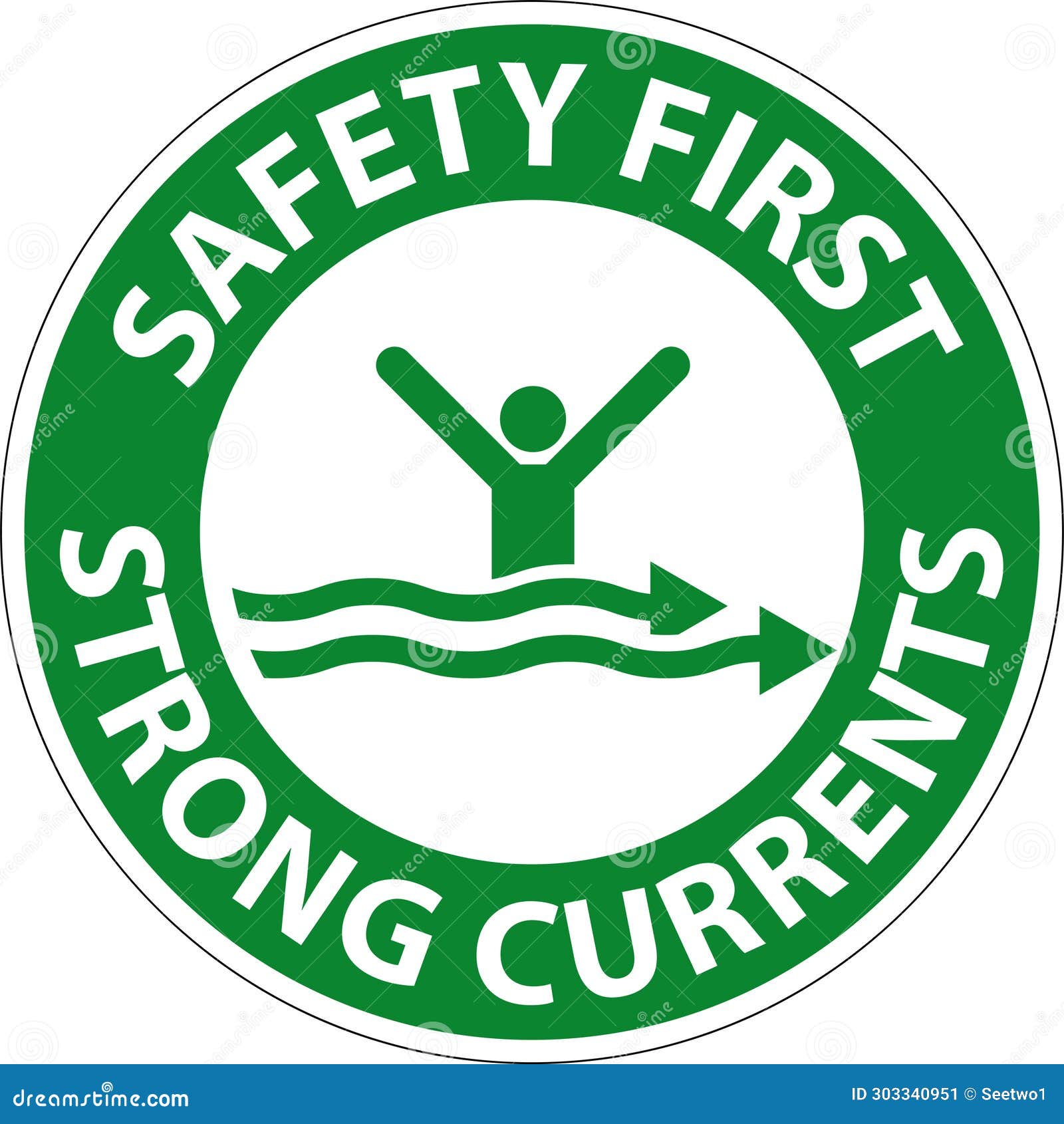 Water Safety First Sign - Strong Currents Stock Vector - Illustration ...