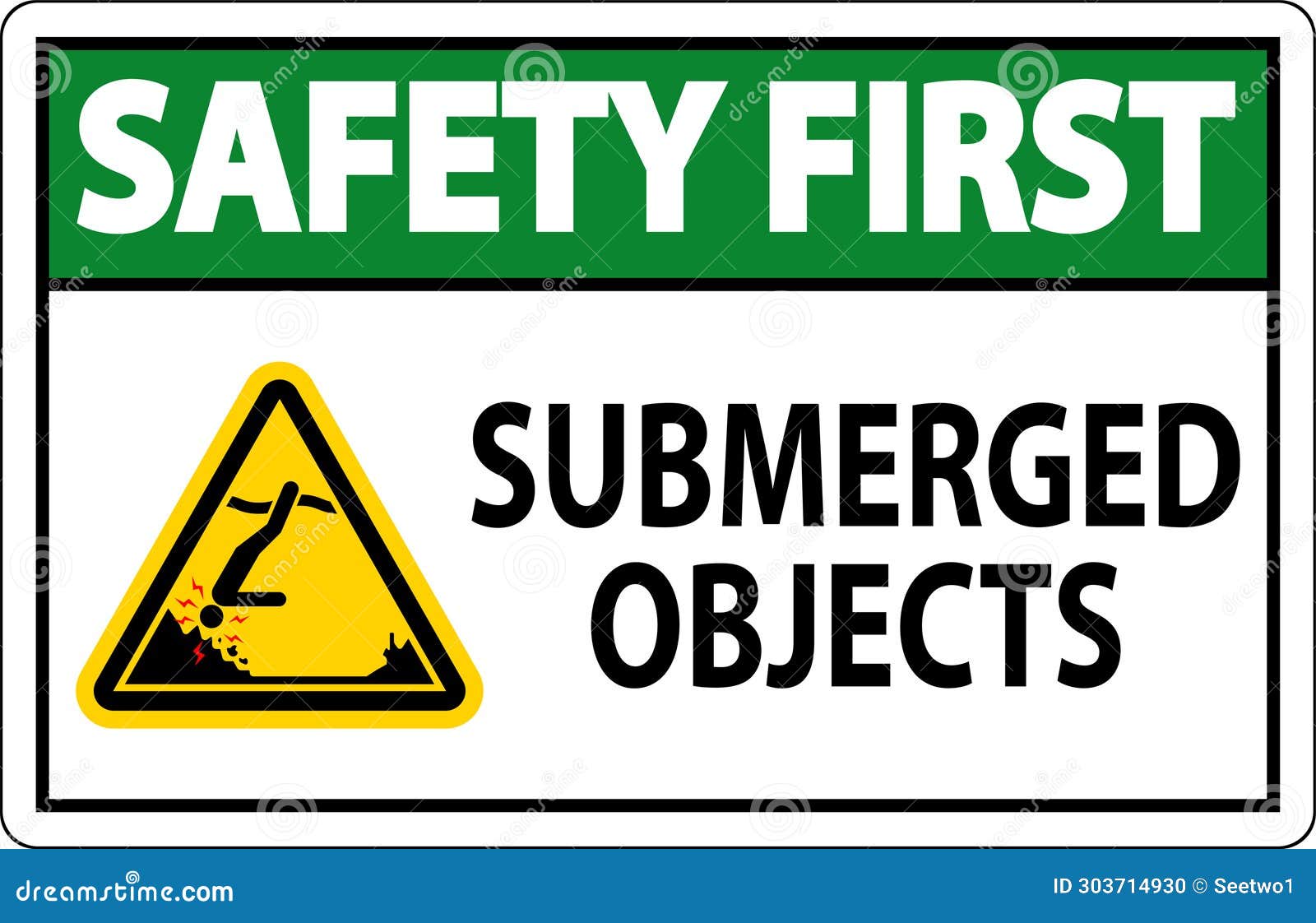 Water Safety First Sign - Submerged Objects Stock Vector - Illustration ...