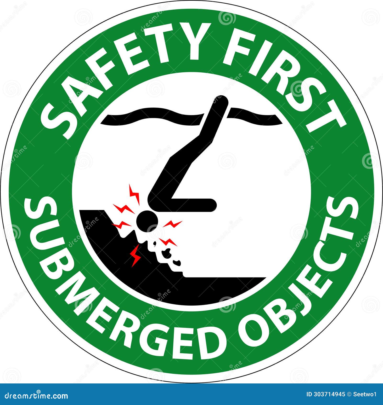 Water Safety First Sign - Submerged Objects Stock Vector - Illustration ...