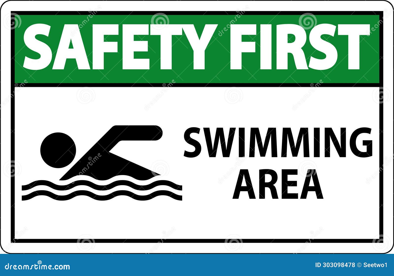 Water Safety First Sign - Swimming Area Stock Vector - Illustration of ...