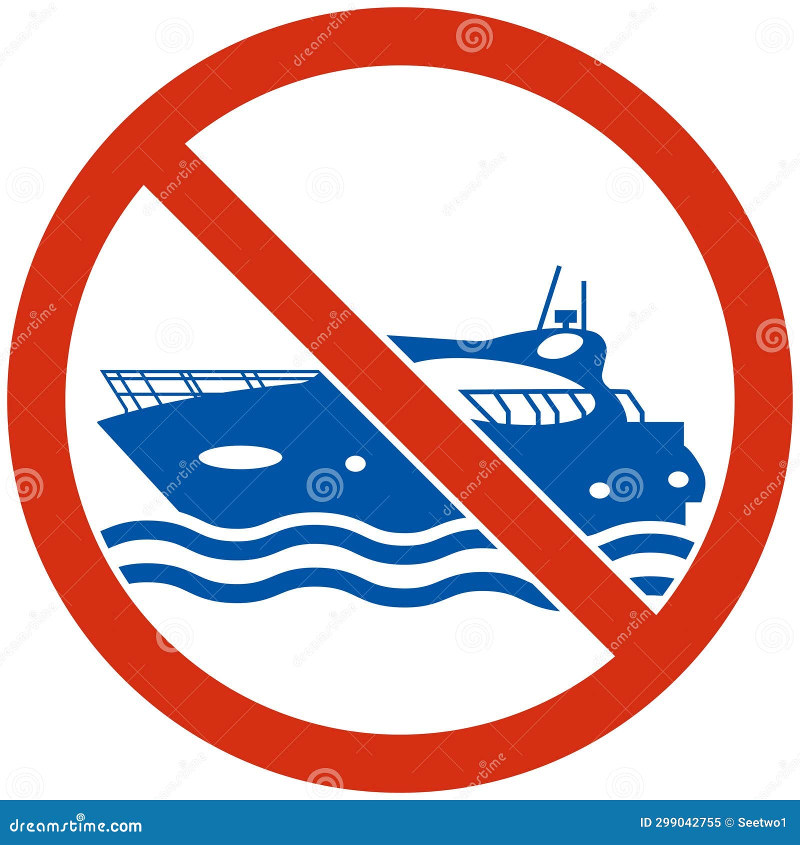 Water Safety Sign Attention, No Motorized Craft Cartoon Vector ...