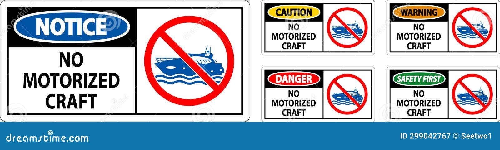 Water Safety Sign Attention, No Motorized Craft Stock Vector ...