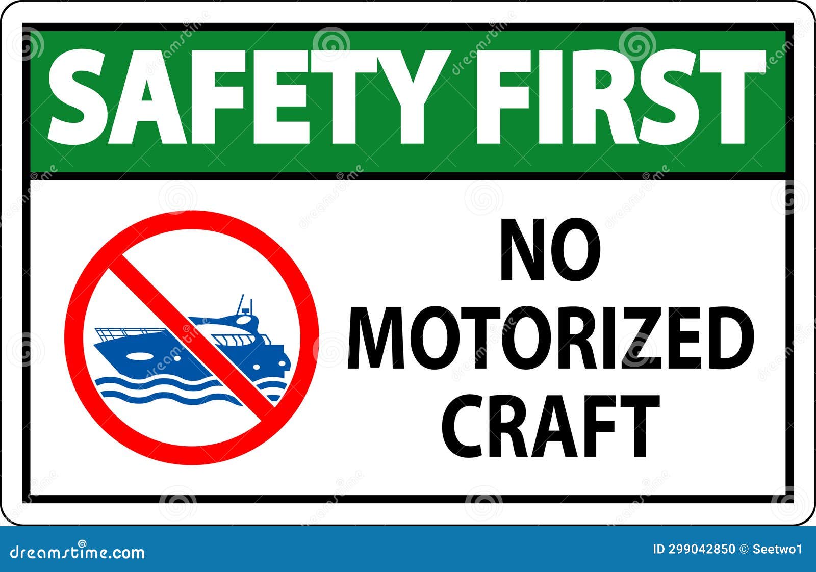 Water Safety Sign Attention, No Motorized Craft Stock Vector ...