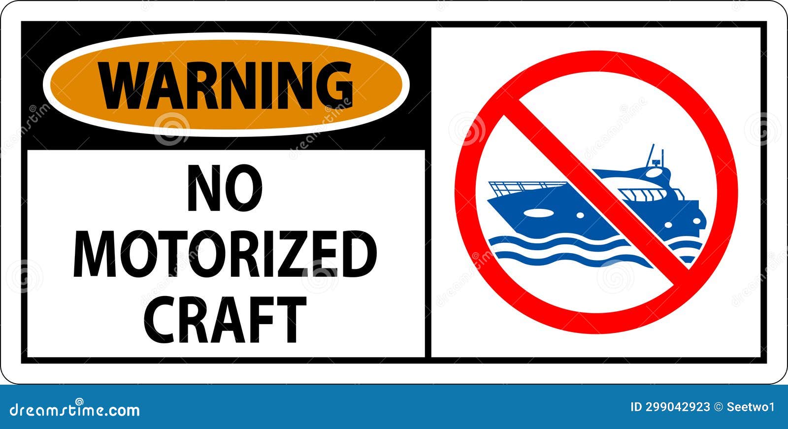 Water Safety Sign Attention, No Motorized Craft Cartoon Vector ...