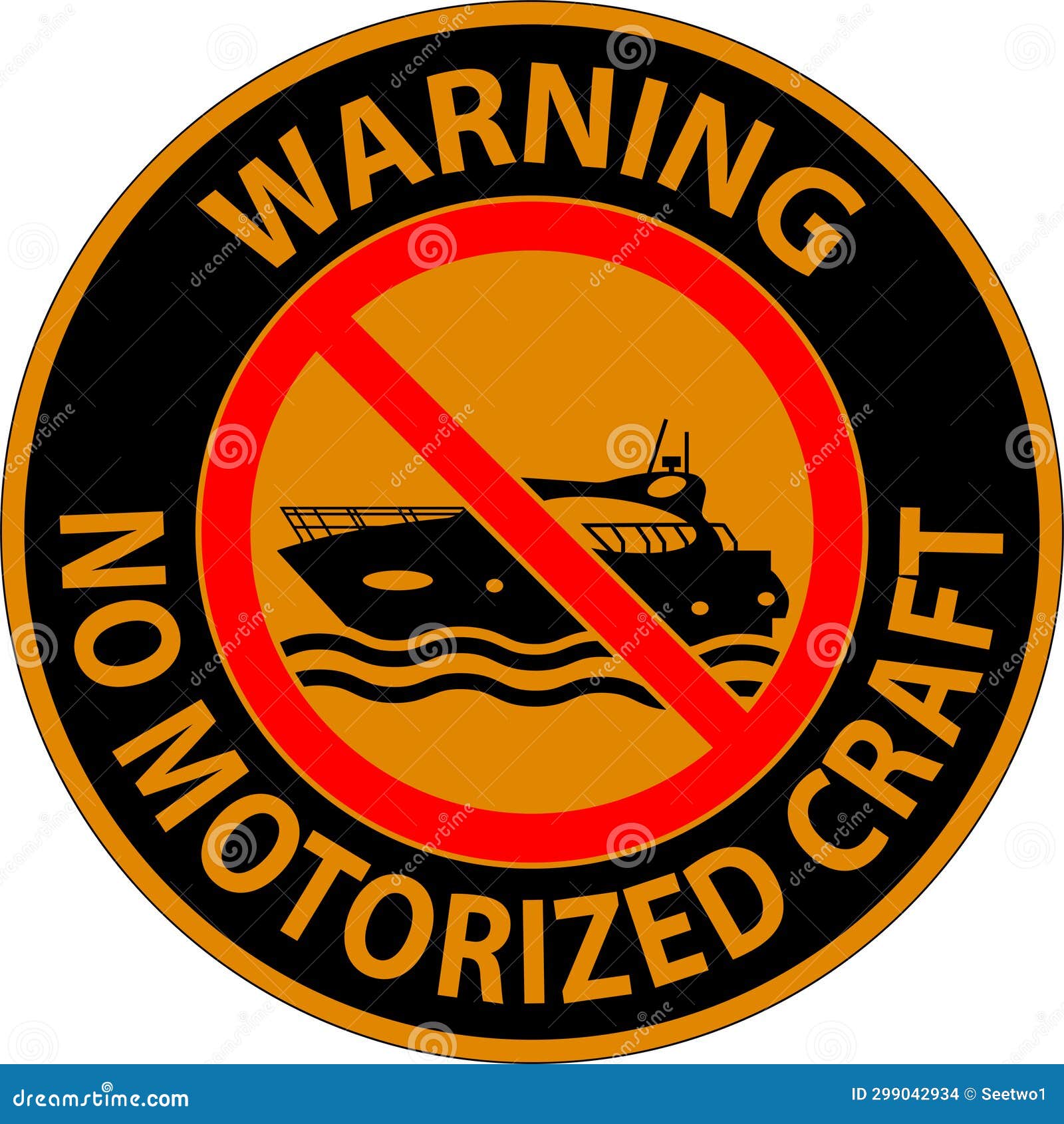 Water Safety Sign Attention, No Motorized Craft Vector Illustration ...