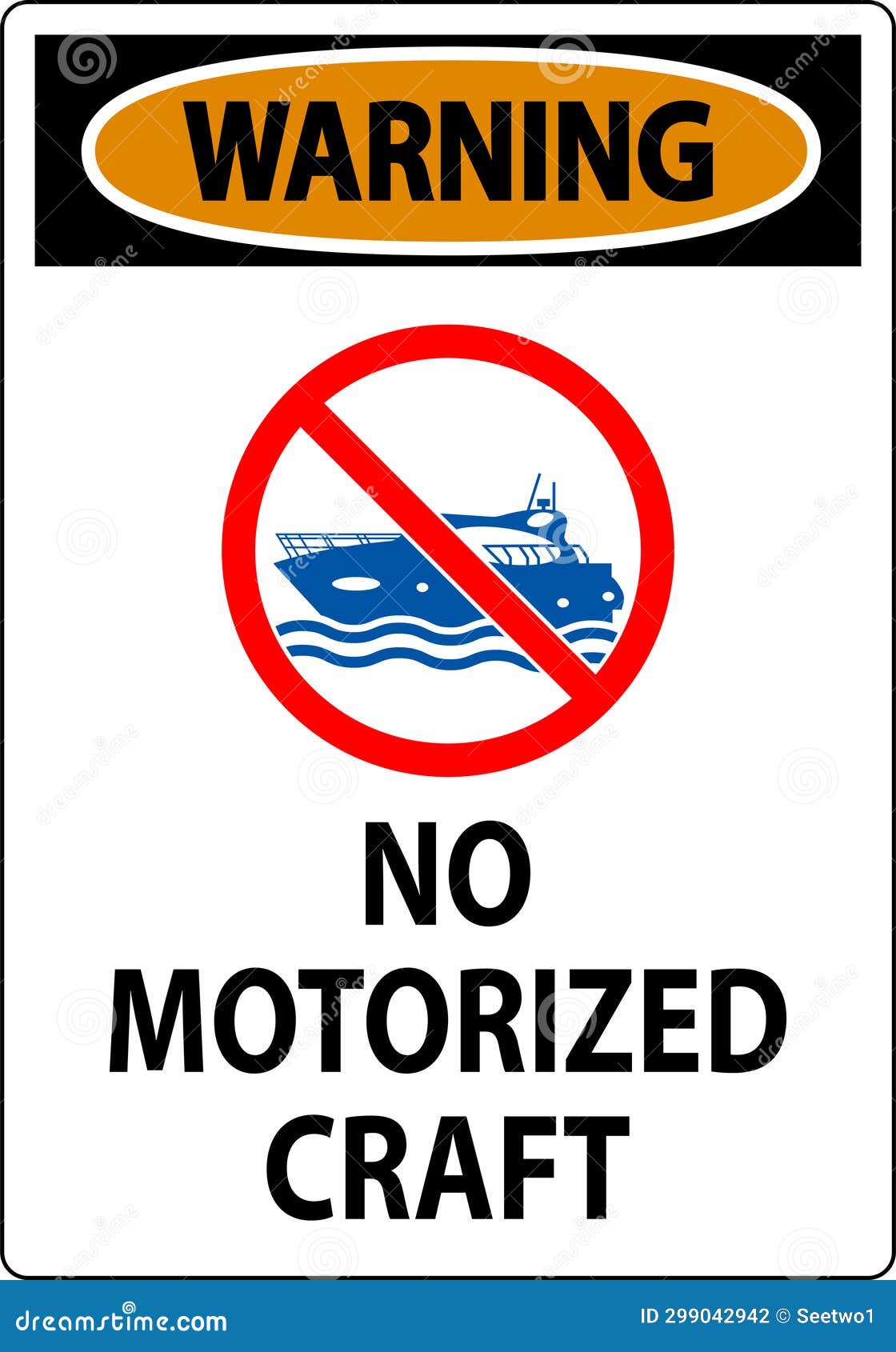 Water Safety Sign Attention, No Motorized Craft Stock Vector ...
