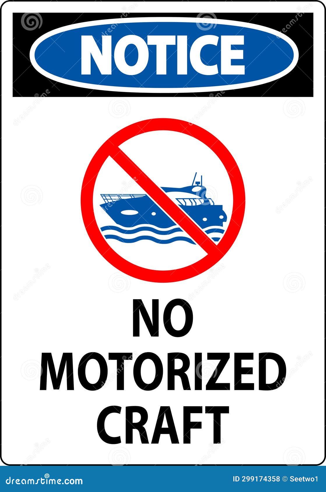 Water Safety Sign Attention, No Motorized Craft Stock Vector ...