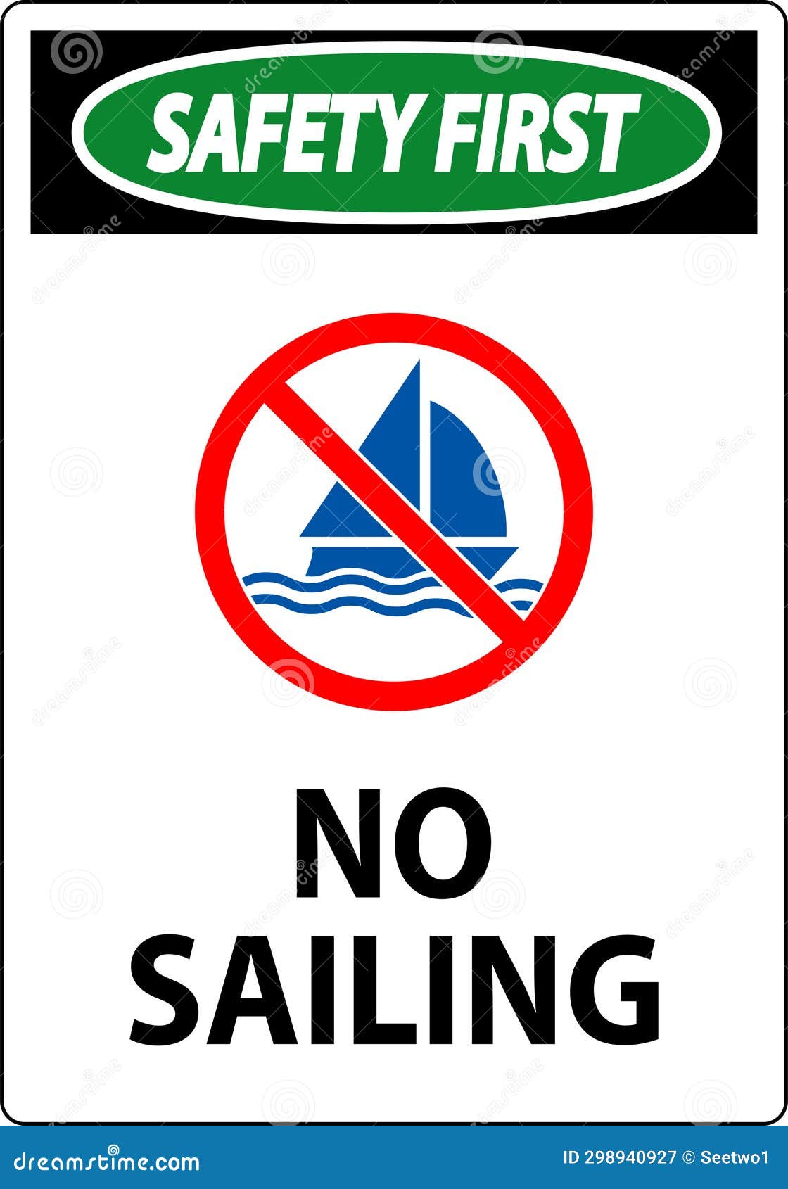 Water Safety Sign Attention, No Sailing Stock Vector - Illustration of ...