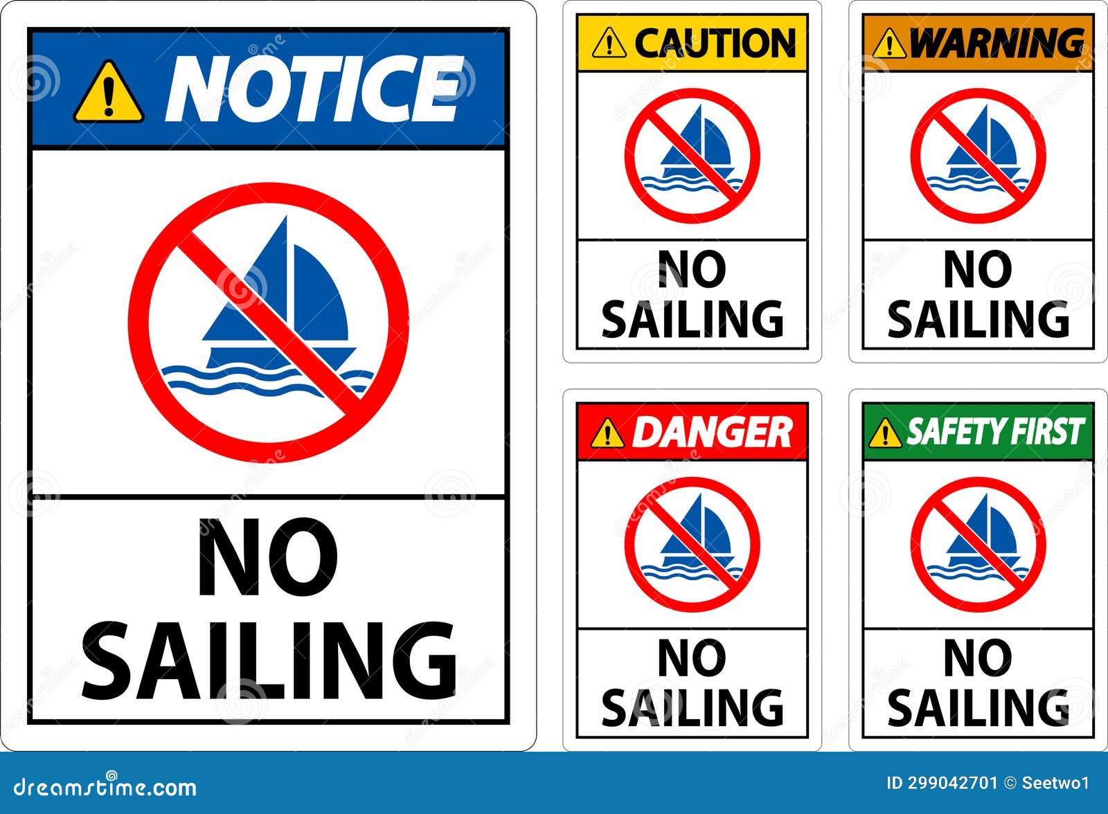 Water Safety Sign Attention, No Sailing Stock Vector - Illustration of ...