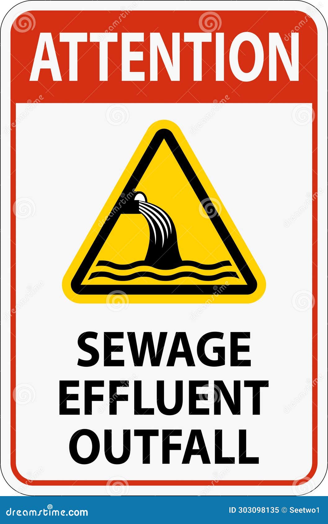 Water Safety Sign Attention - Sewage Effluent Outfall Stock Vector ...
