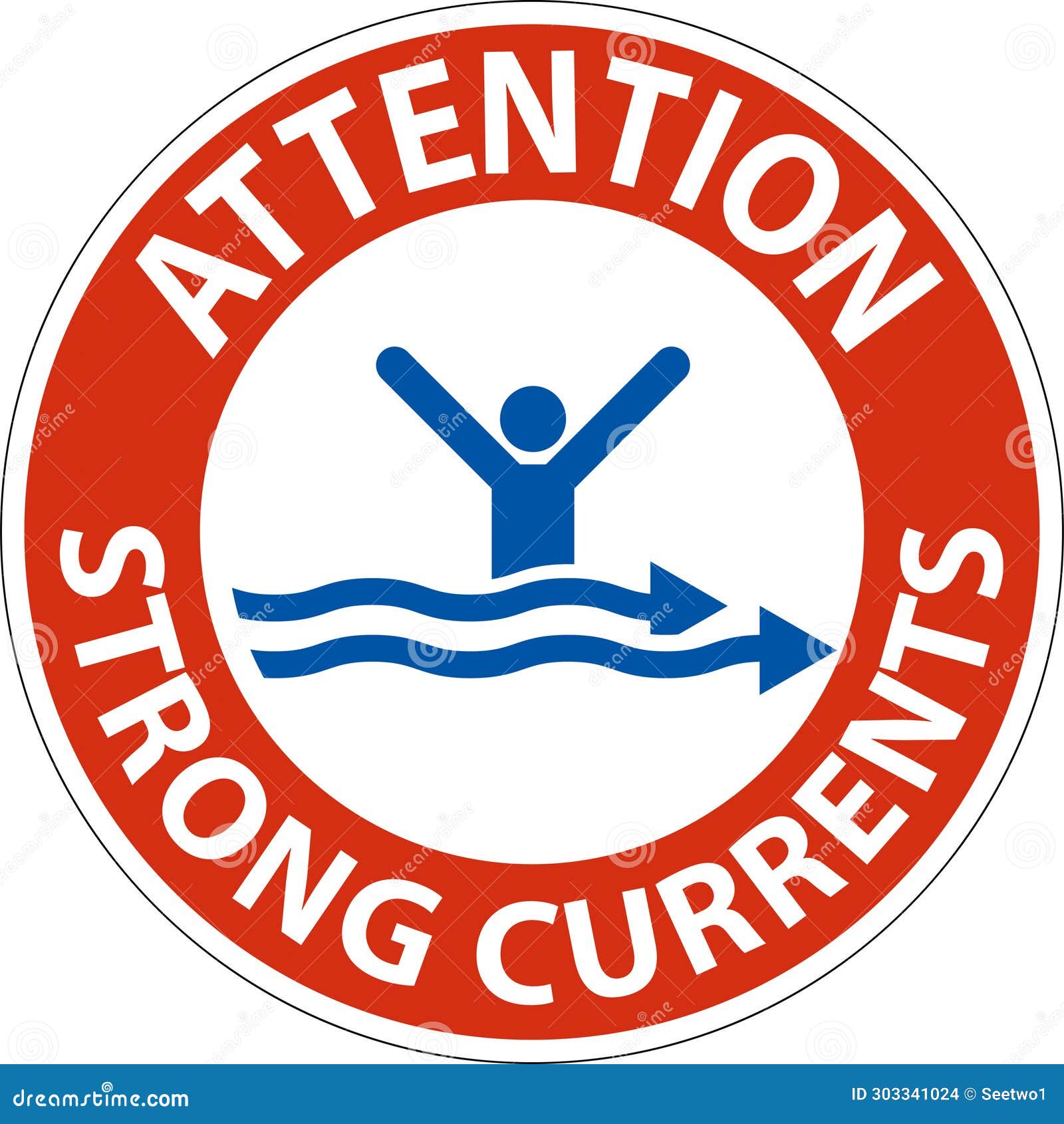 Water Safety Sign Attention - Strong Currents Stock Vector ...