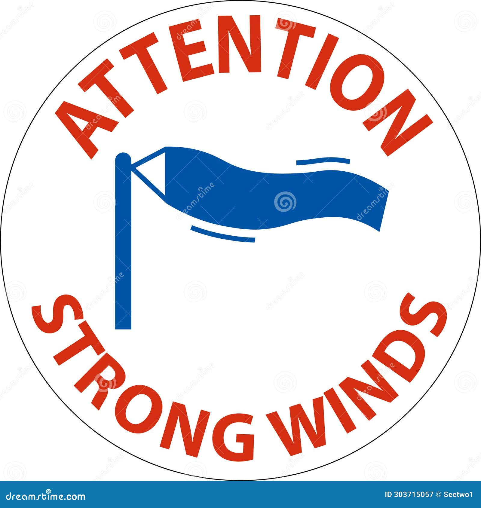 Water Safety Sign Attention - Strong Winds Stock Vector - Illustration ...
