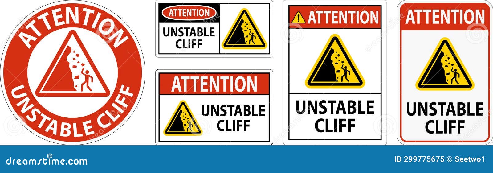 Water Safety Sign, Attention - Unstable Cliff Stock Vector ...