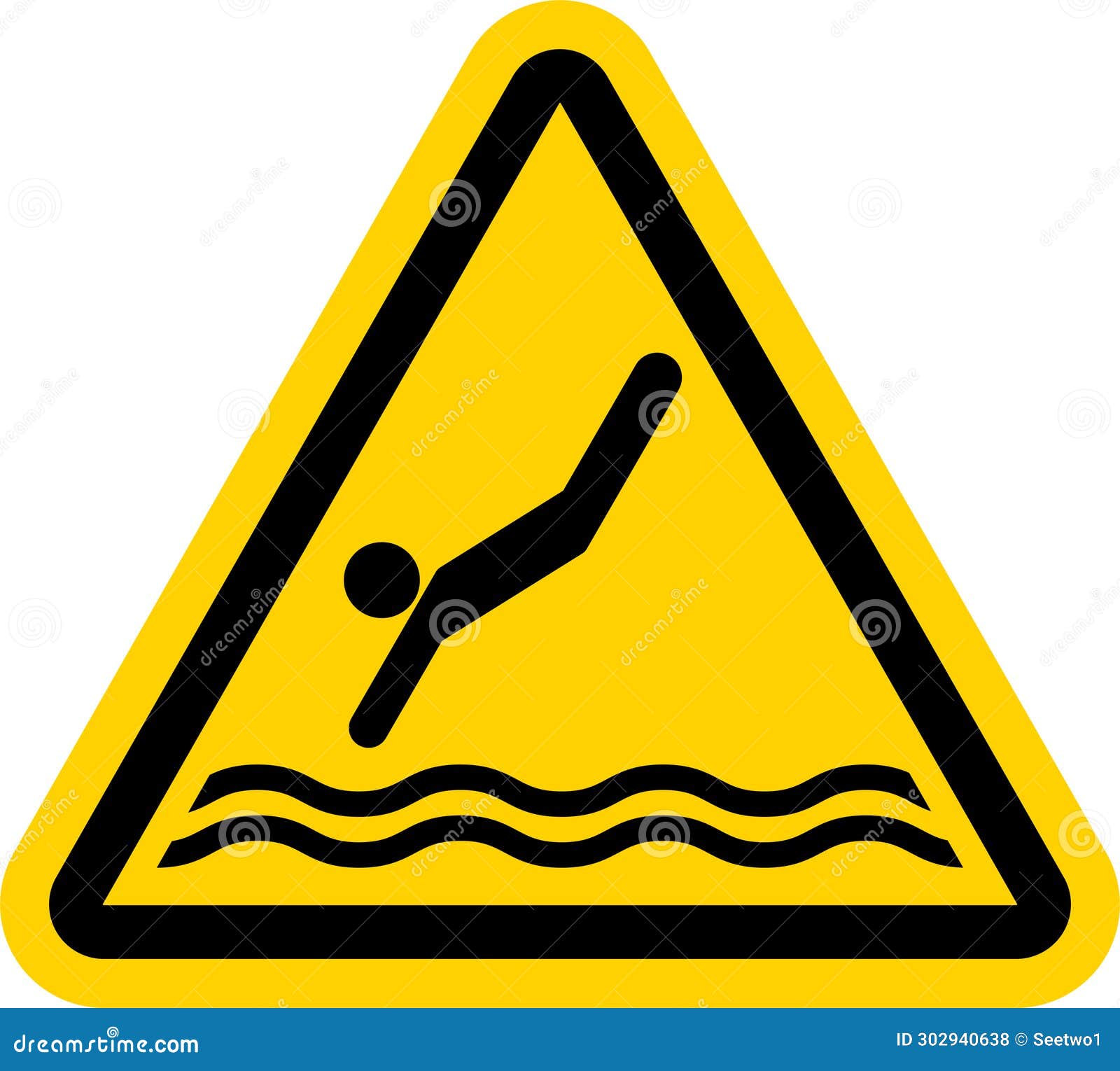 Water Safety Sign Caution - Diving Area Stock Vector - Illustration of ...