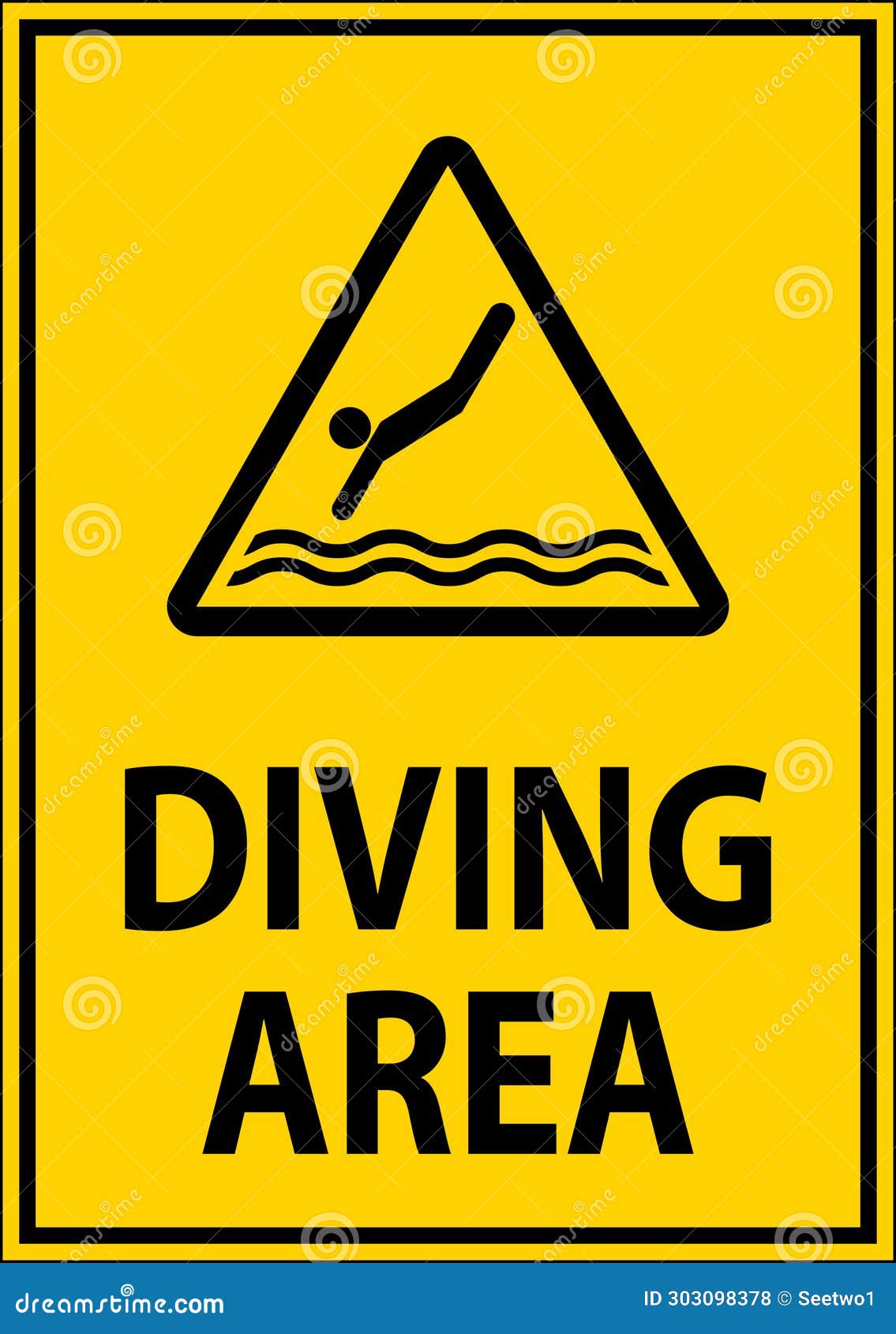 Water Safety Sign Caution - Diving Area Stock Vector - Illustration of ...