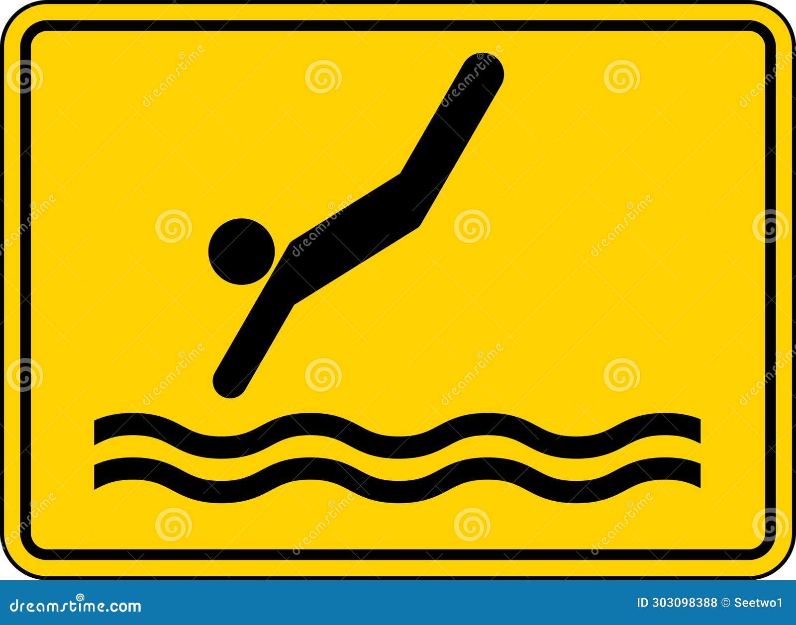 Water Safety Sign Caution - Diving Area Stock Vector - Illustration of ...