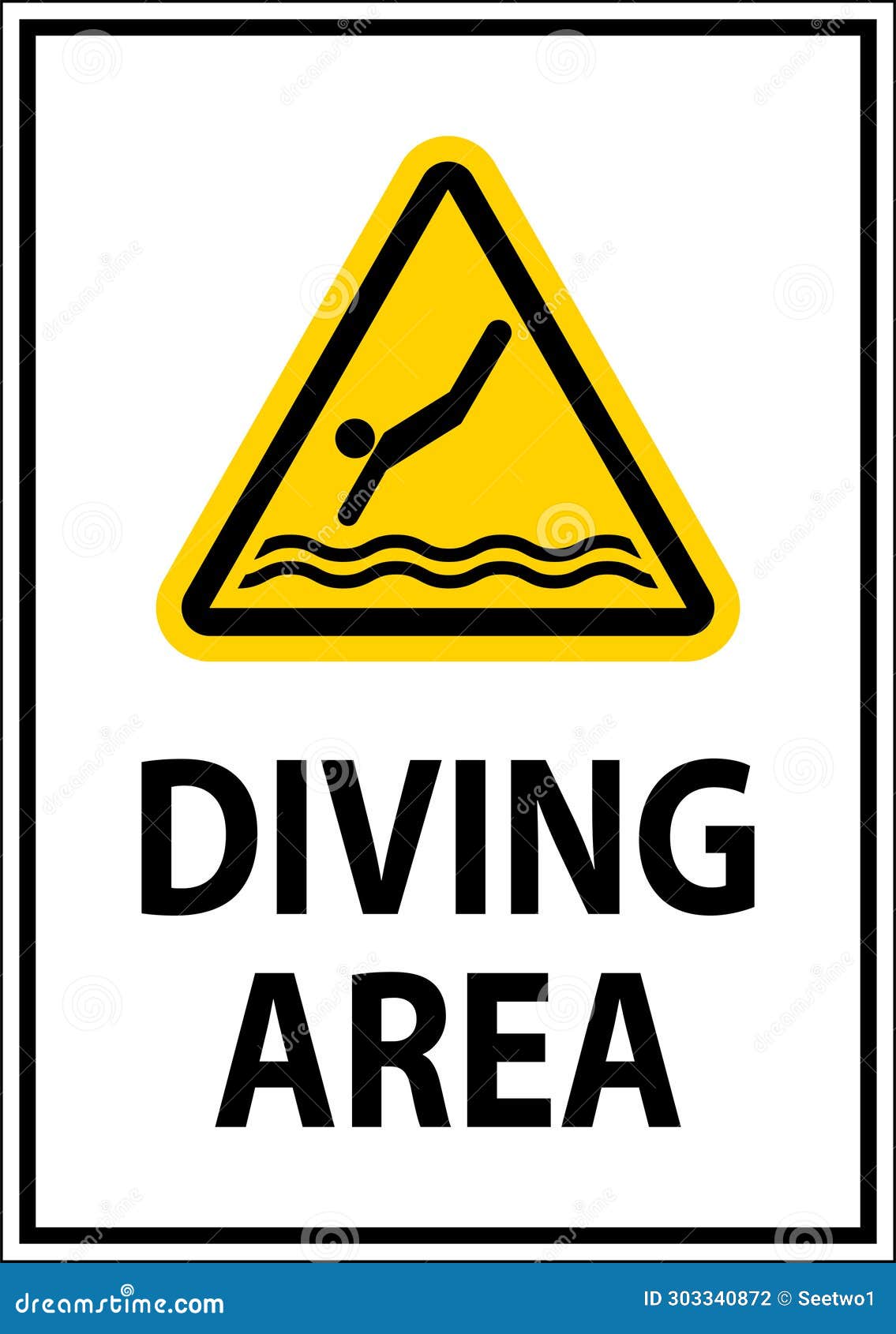 Water Safety Sign Caution - Diving Area Stock Vector - Illustration of ...