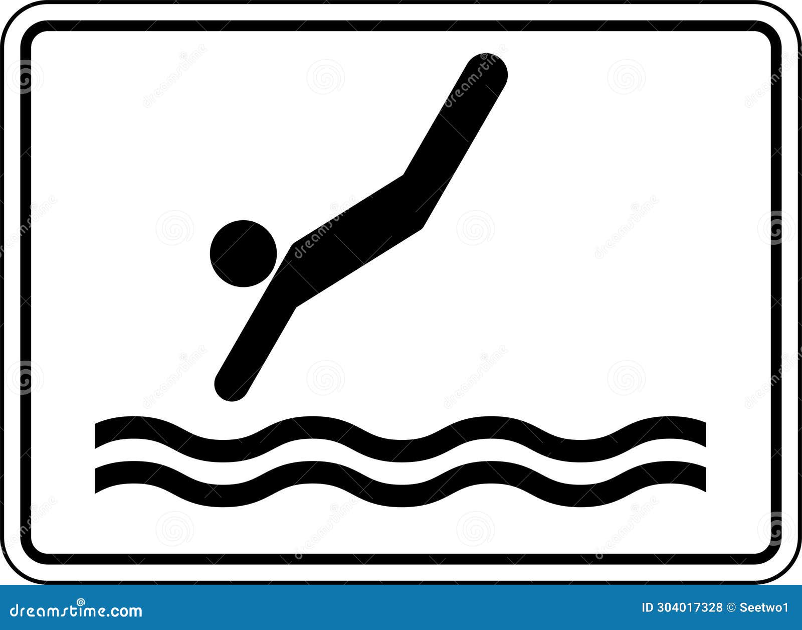 Water Safety Sign Caution - Diving Area Stock Vector - Illustration of ...