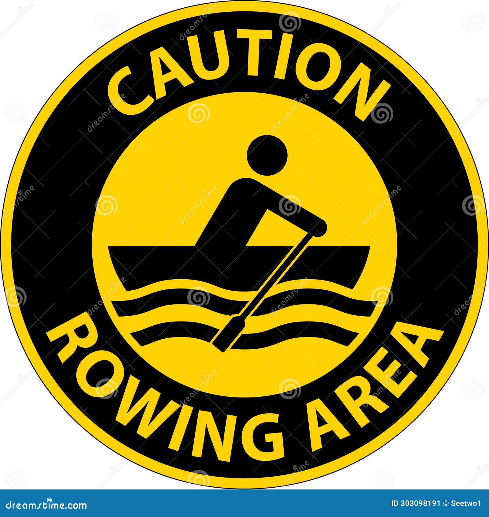 Water Safety Sign Caution - Rowing Area Stock Vector - Illustration of ...