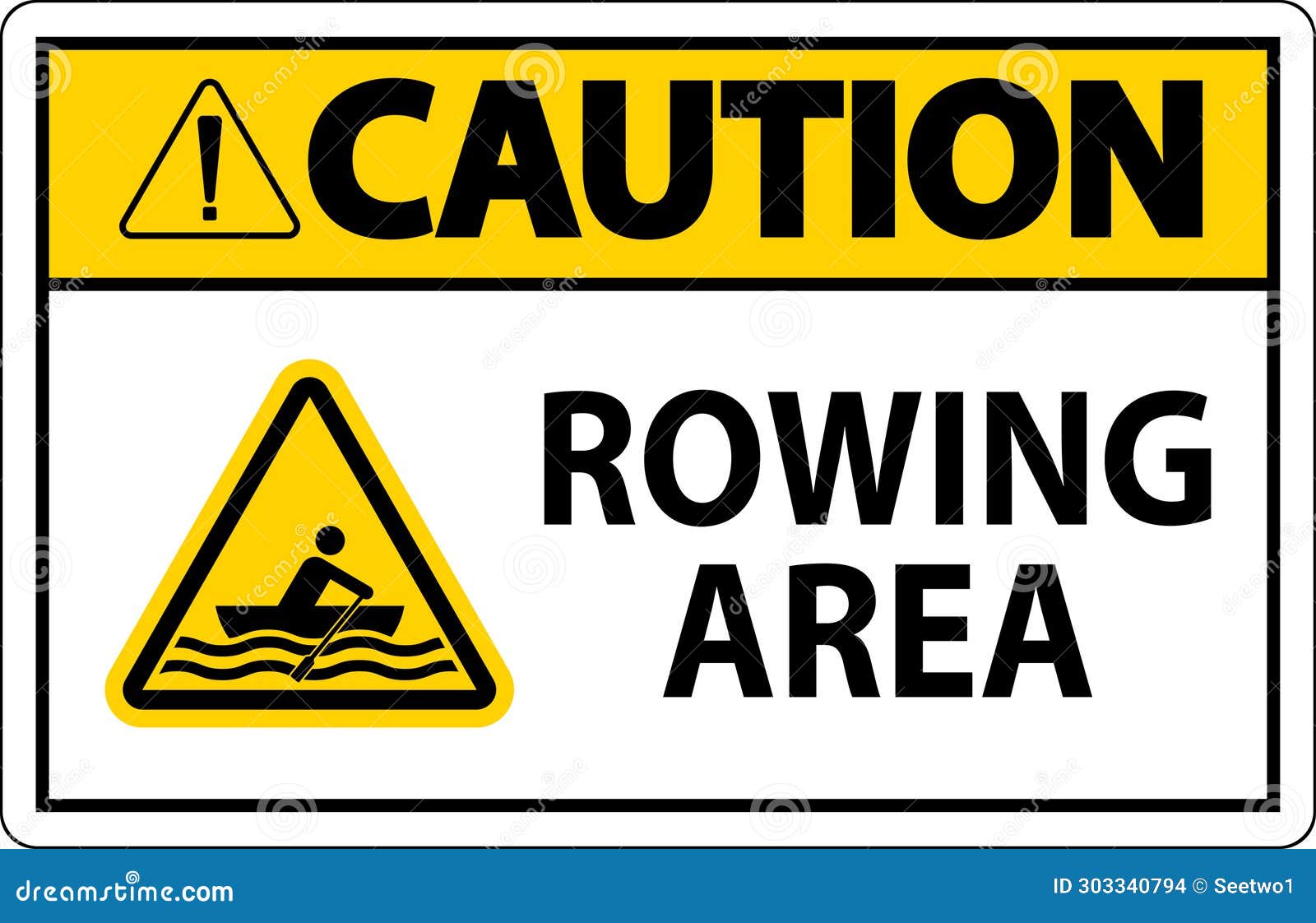 Water Safety Sign Caution - Rowing Area Stock Vector - Illustration of ...