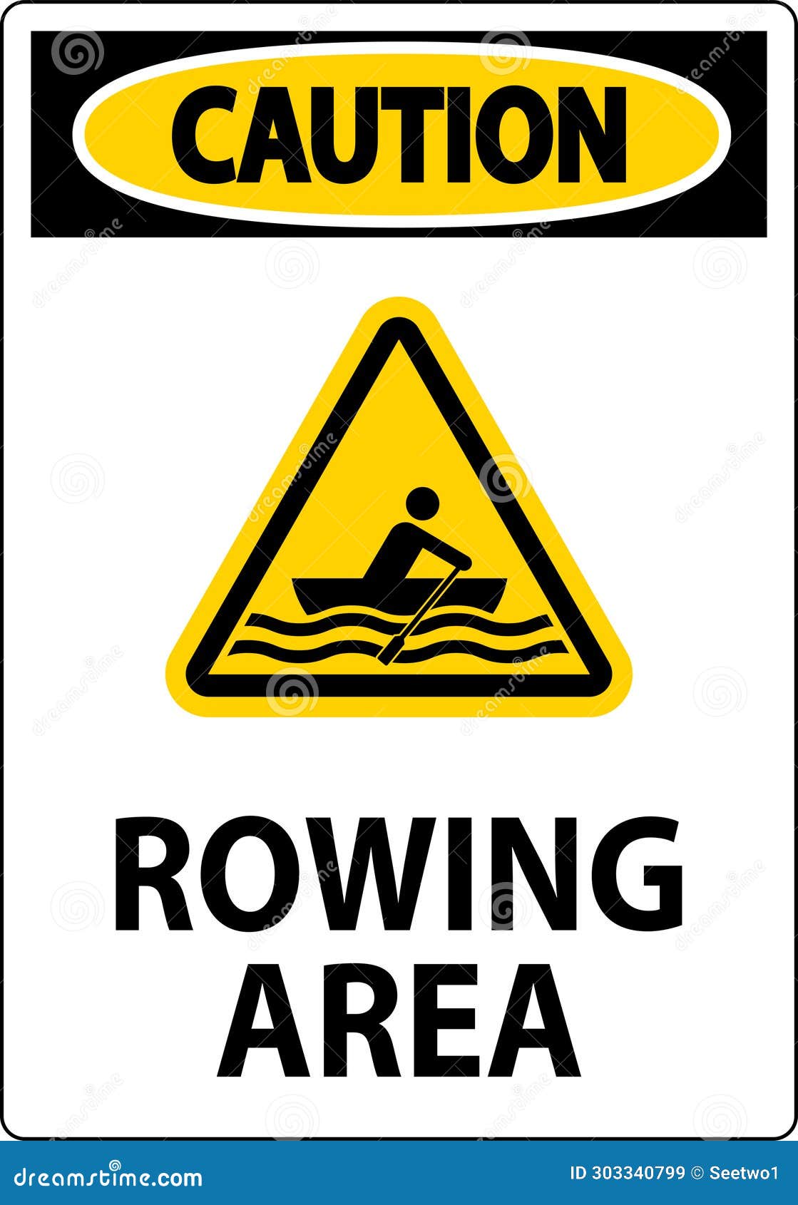 Water Safety Sign Caution - Rowing Area Stock Vector - Illustration of ...