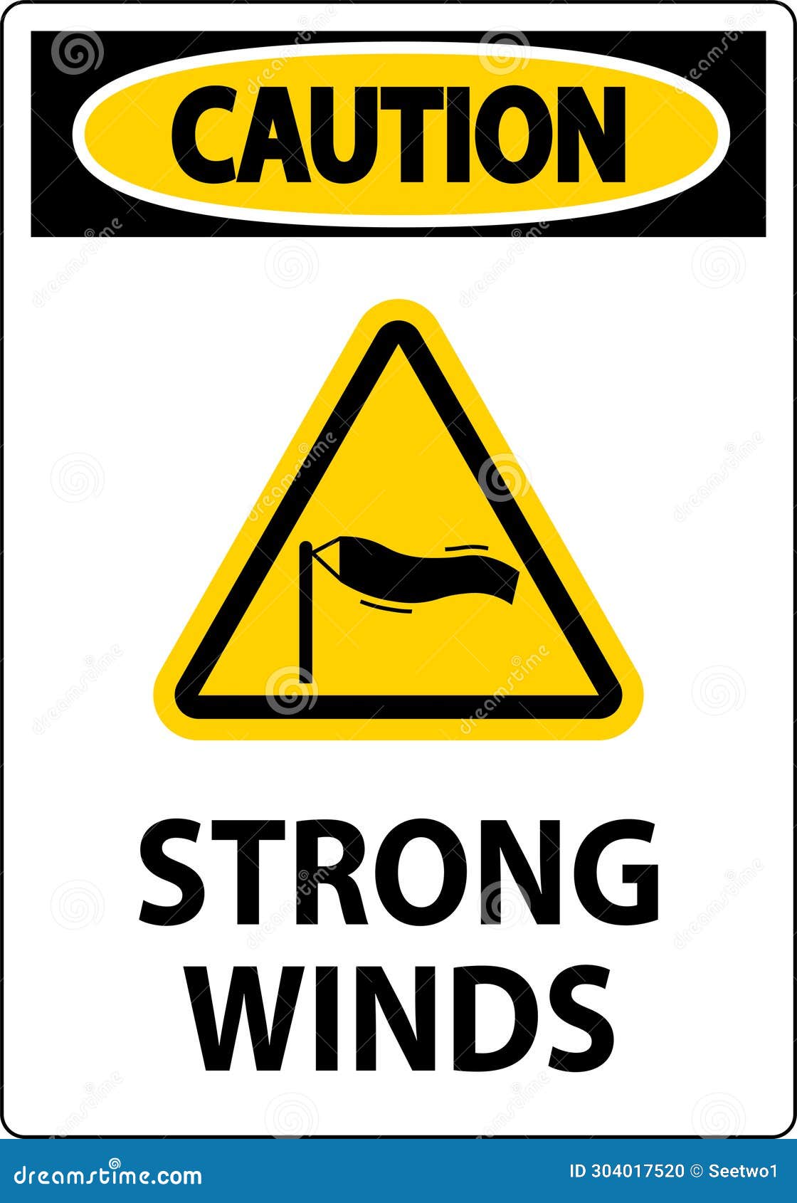 Water Safety Sign Caution - Strong Winds Stock Illustration ...