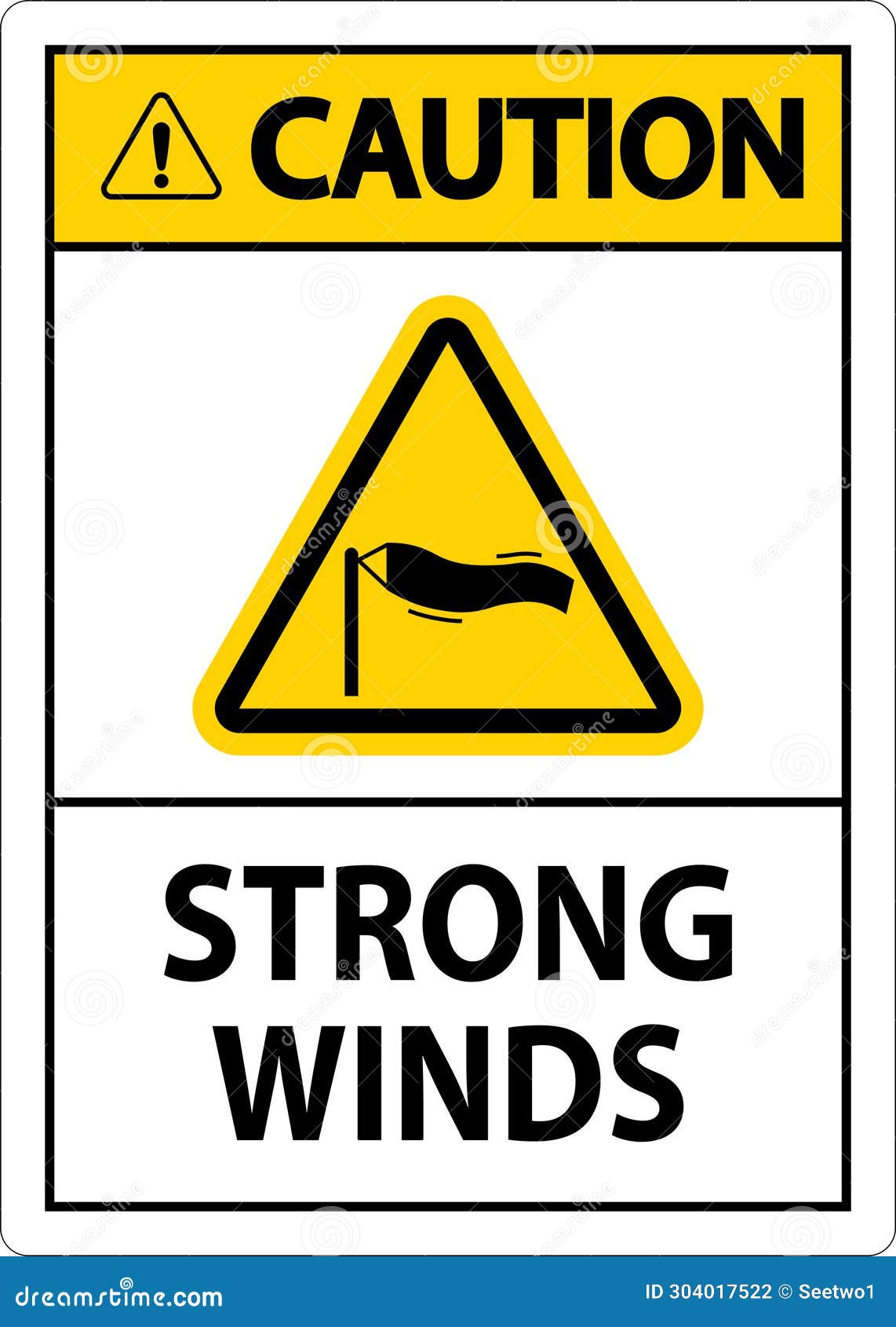 Water Safety Sign Caution - Strong Winds Stock Illustration ...