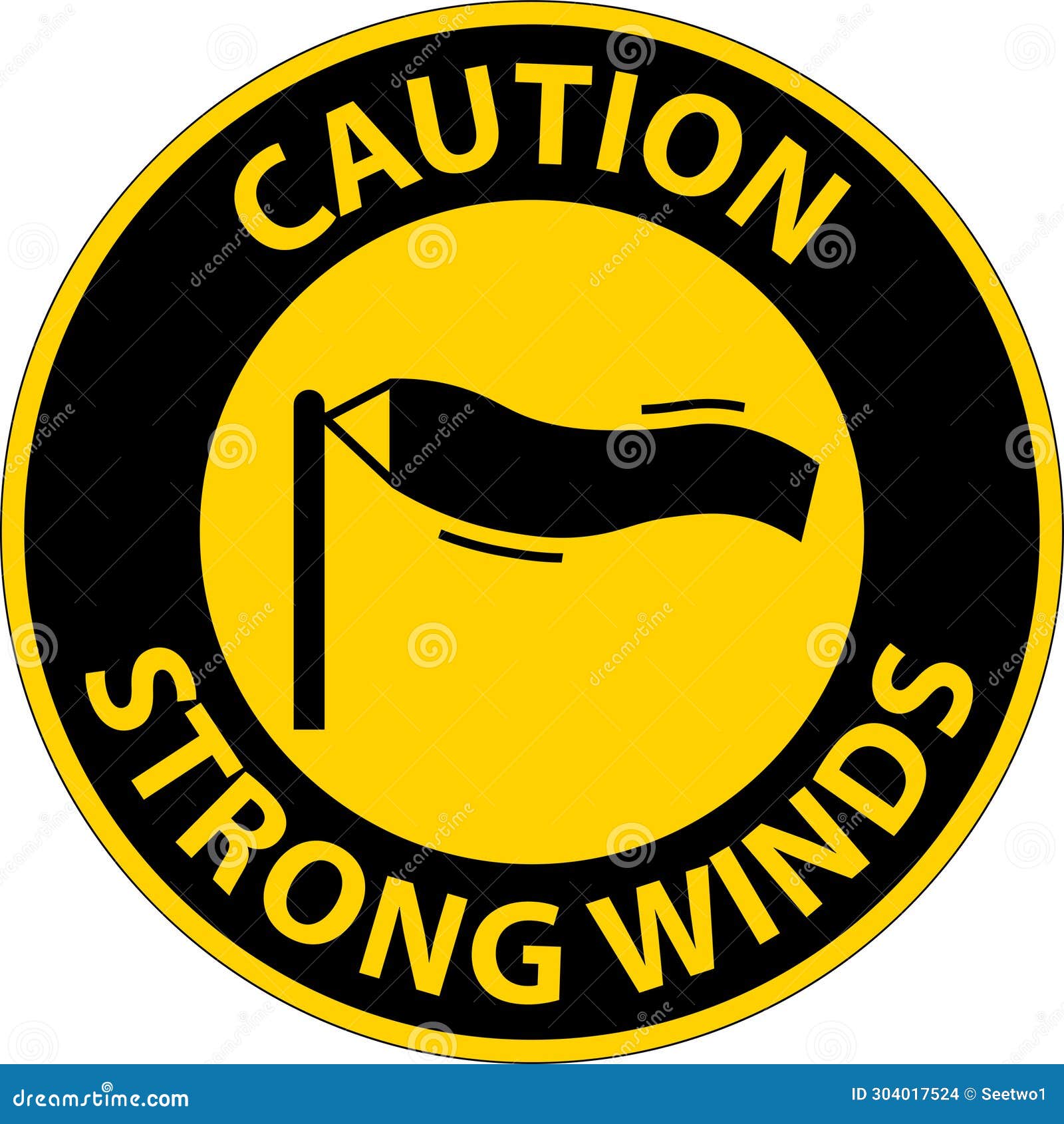 Water Safety Sign Caution - Strong Winds Stock Illustration ...