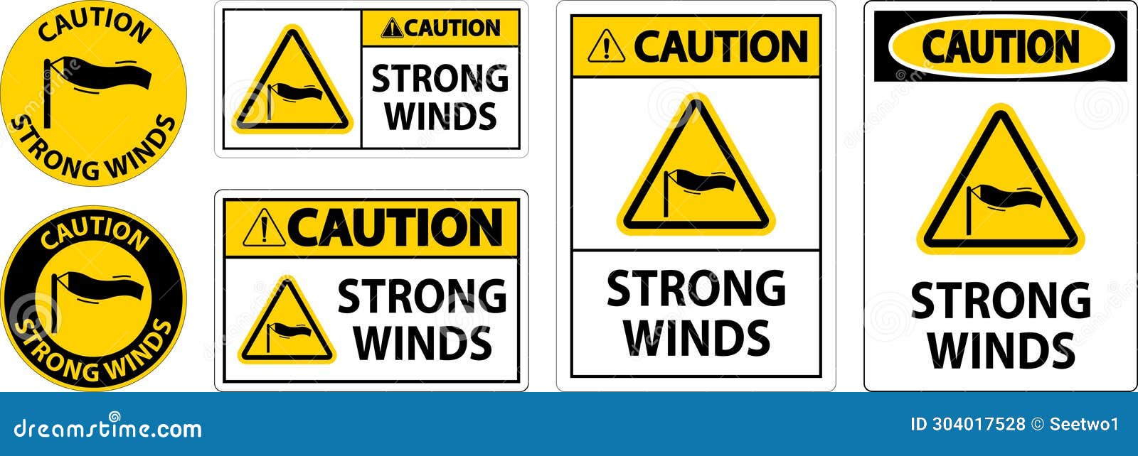 Water Safety Sign Caution - Strong Winds Stock Illustration ...