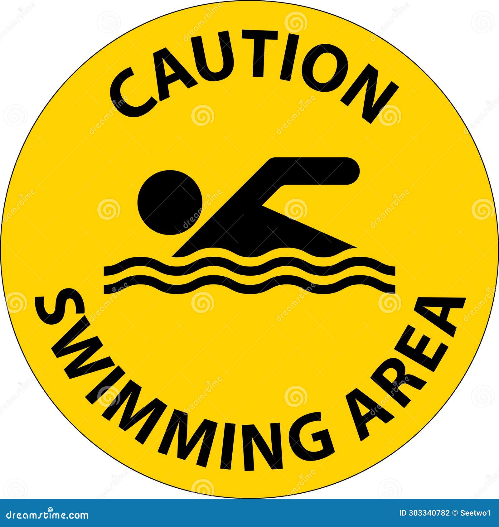 Water Safety Sign Caution - Swimming Area Stock Vector - Illustration ...