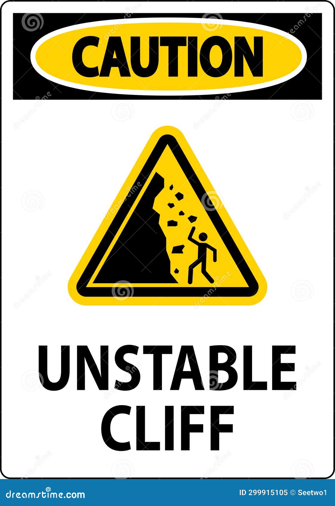 Water Safety Sign, Caution - Unstable Cliff Stock Vector - Illustration ...