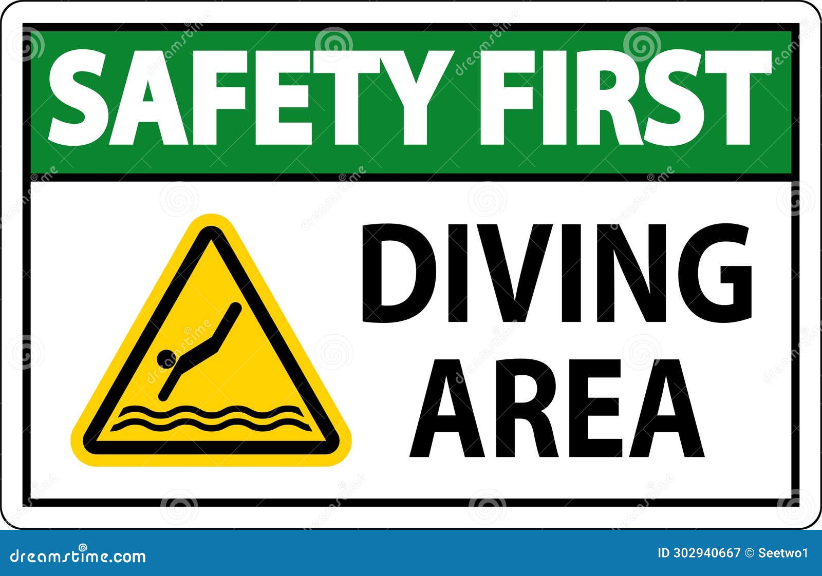 Water Safety Sign Danger - Diving Area Stock Vector - Illustration of ...