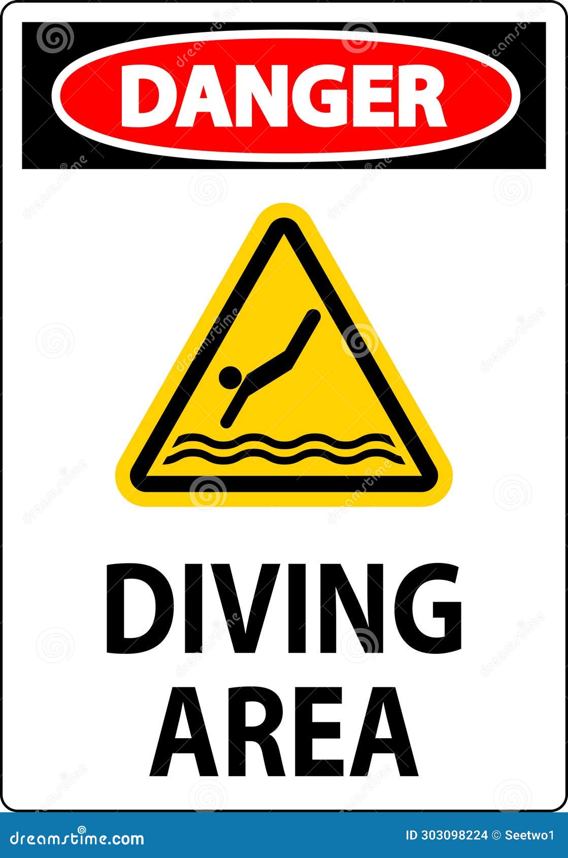 Water Safety Sign Danger - Diving Area Stock Vector - Illustration of ...