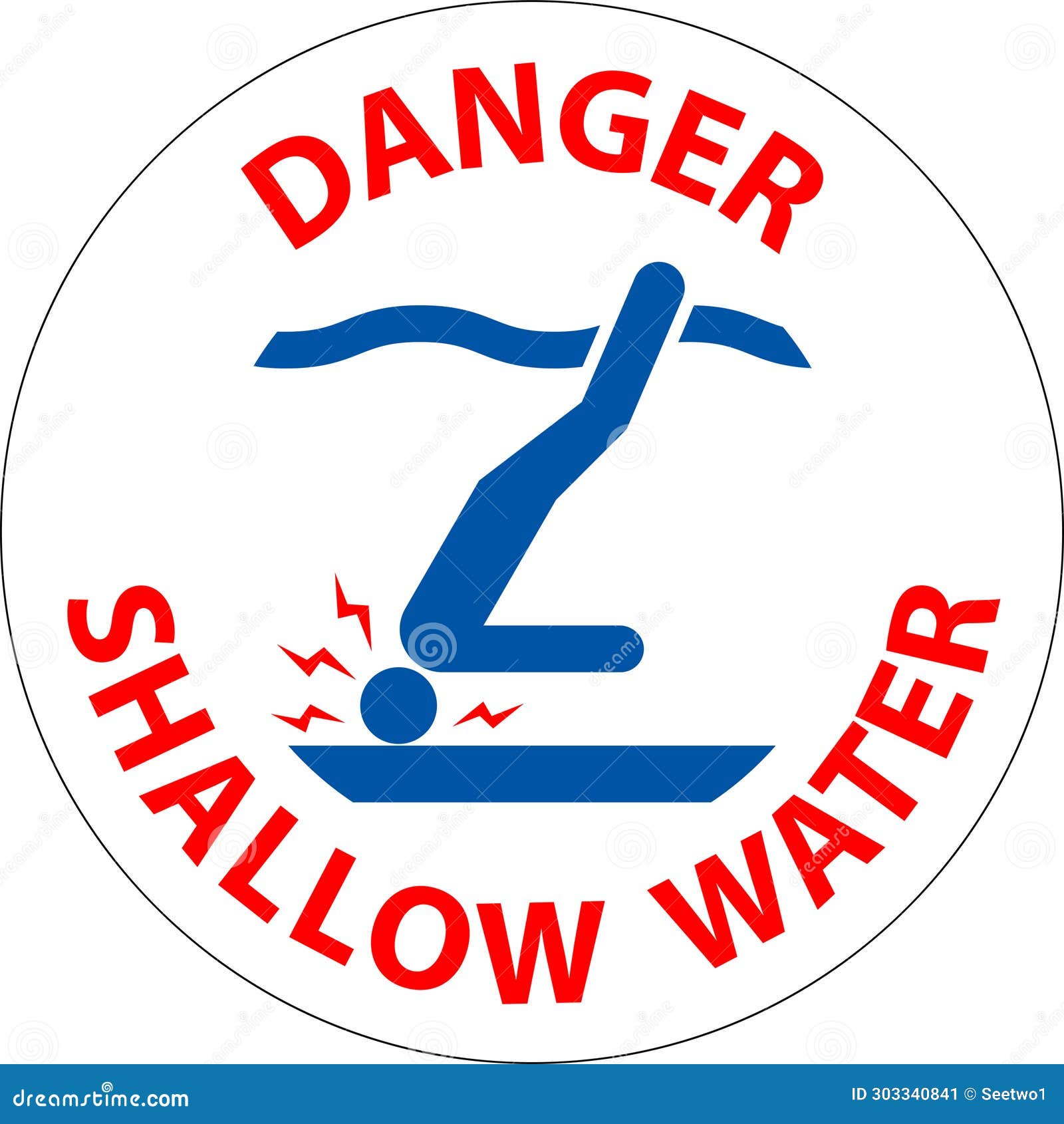 Water Safety Sign Danger - Shallow Water Stock Vector - Illustration of ...