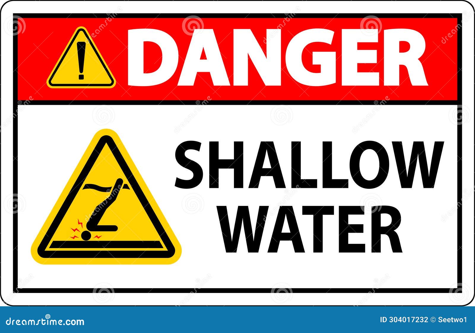 Water Safety Sign Danger - Shallow Water Stock Vector - Illustration of ...