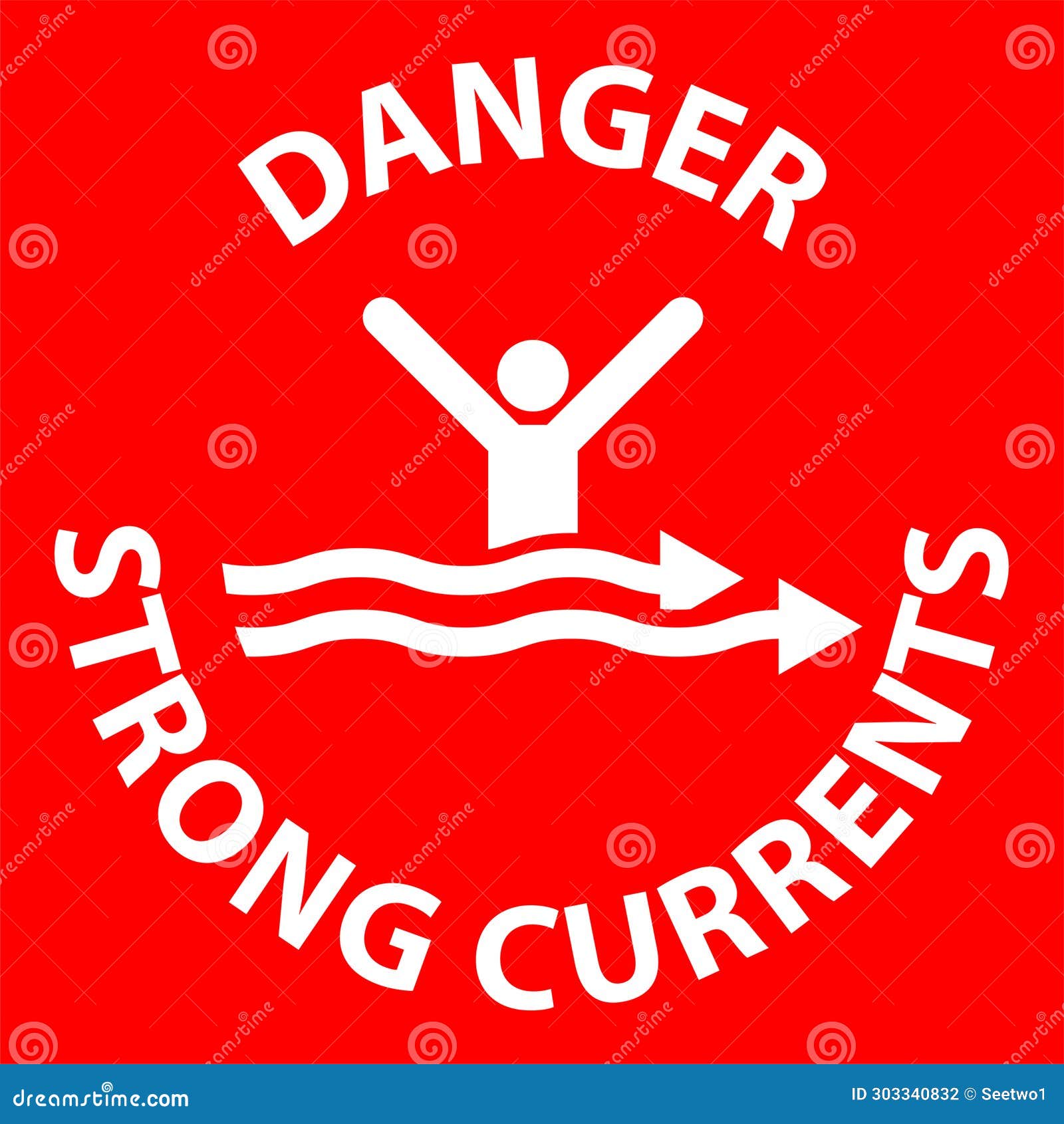 Water Safety Sign Danger - Strong Currents Stock Vector - Illustration ...